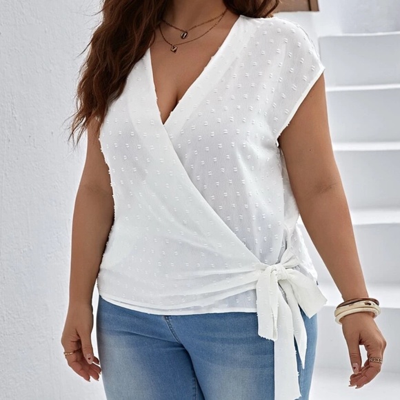 BellanBlue | Tops | Plus Swiss Dot Surplice Wrap Top | Poshmark